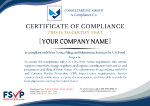 FDA Prior Notice Filing and Submission Services for U.S. Food Imports ...