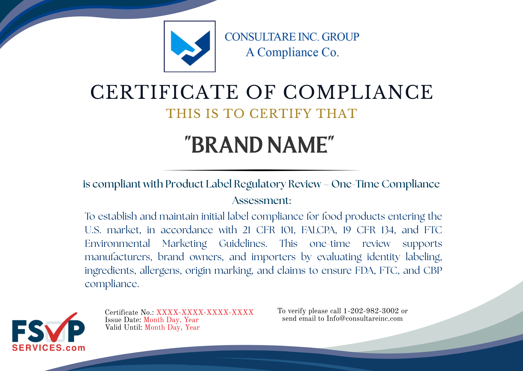 Product Label Regulatory Review Compliance Assessment – FSVP Services